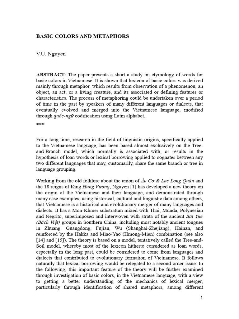 Vietnamese Color Metaphors Explained | PDF | Vietnamese Language ...