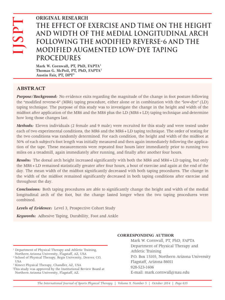 The Effect of Exercise and Time On The Height and Width of The Medial ...