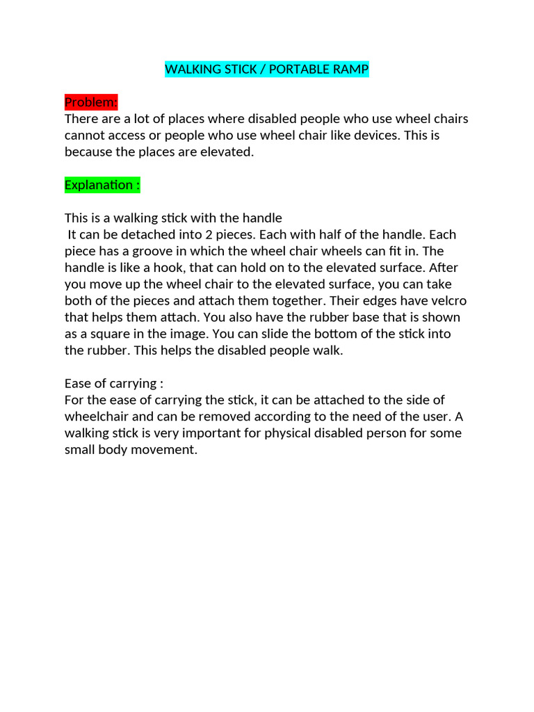 Portable Ramp Walking Stick for Accessibility | PDF