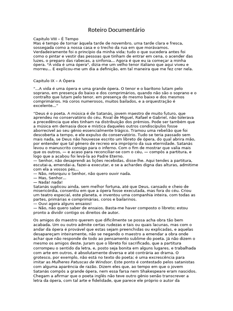 Roteiro Documentário | PDF
