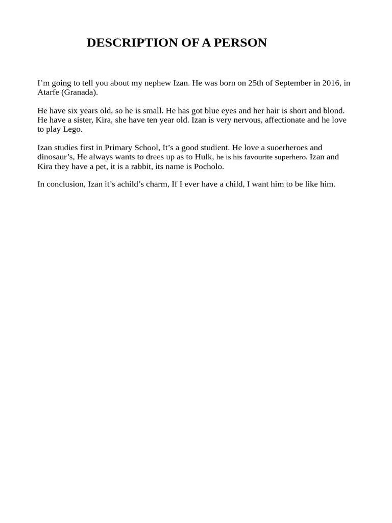 Discribing a Person. | PDF