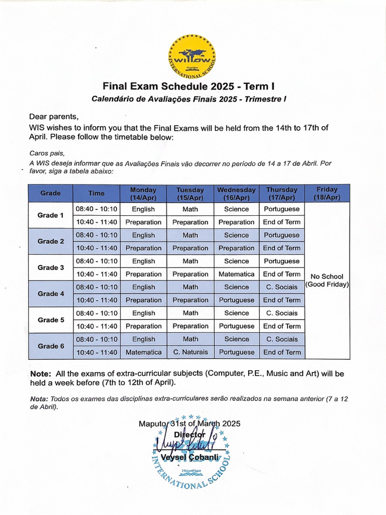 G1 Final Exam Schedule and Topics - 250412 - 113214 | PDF