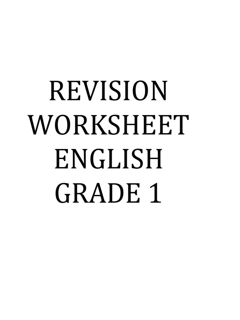 REVISION WORKSHEET ENGLISH GRADE 1_250412_112341 | PDF