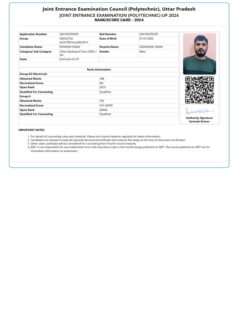 Admissions - Nic.in JEECUP Applicant PreCounResult ViewResult JEEC ...