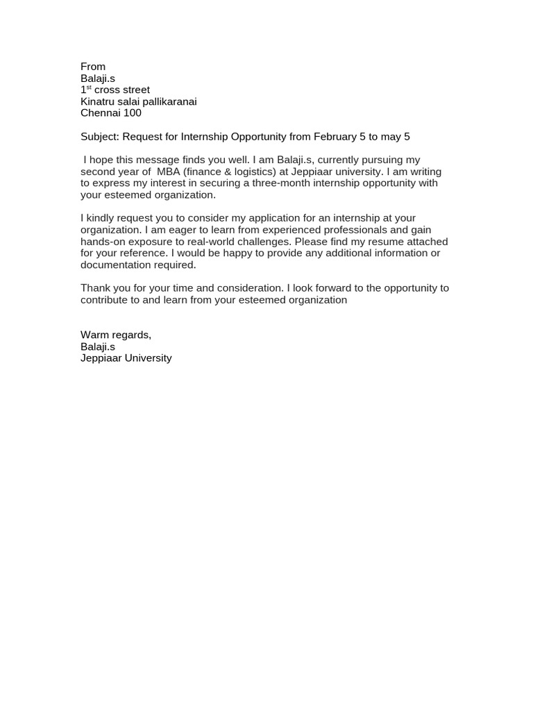Request Letter (Balaji.s)(1) | PDF