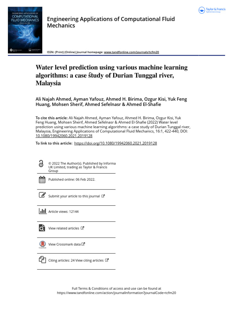 Water level prediction using various machine learning algorithms a case ...