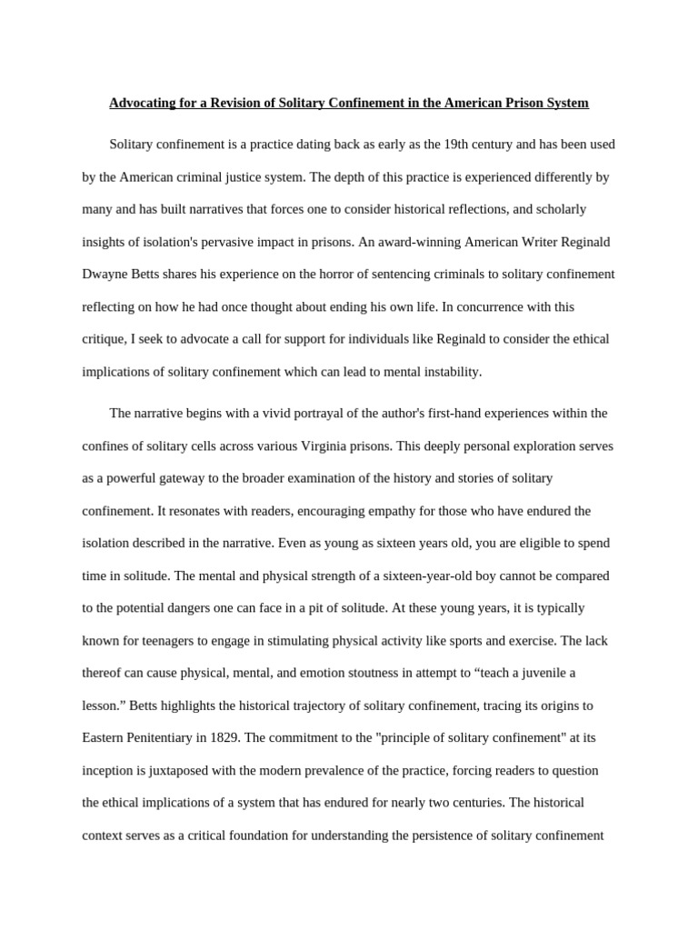 Rethinking Solitary Confinement in Prisons | PDF | Solitary Confinement ...
