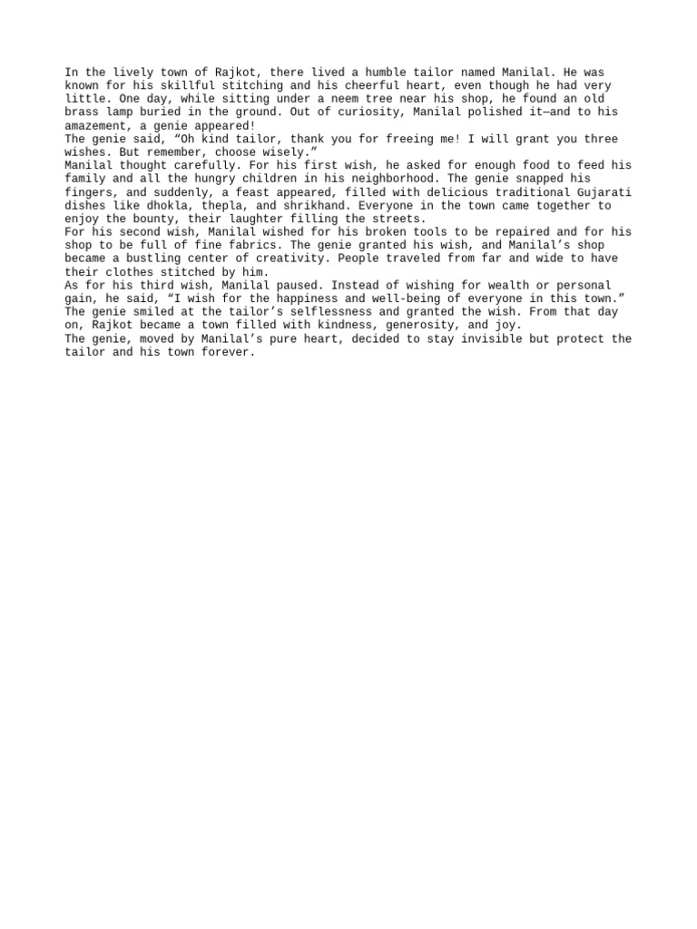 The Kind Tailor's Wishes | PDF