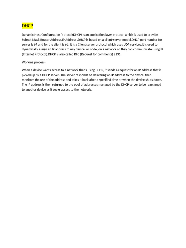 DHCP(Computer Network) | PDF