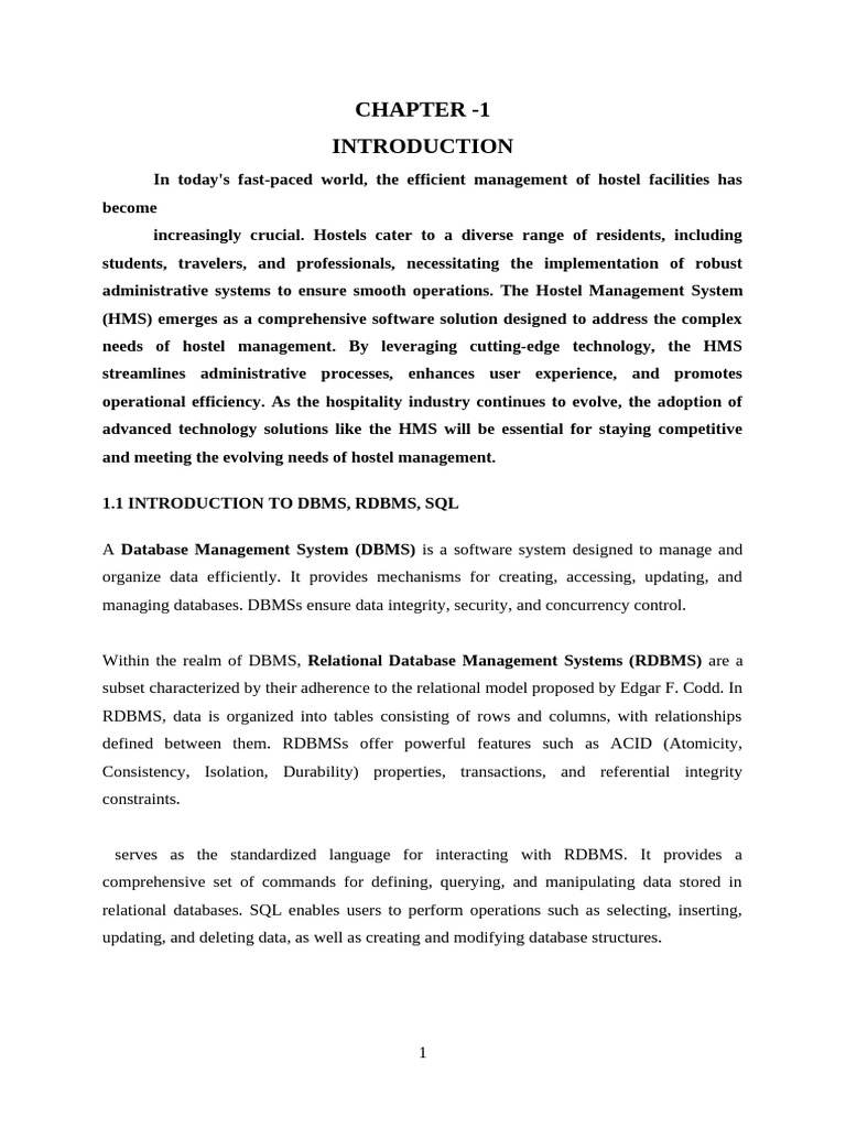 Hostel Management System Part 2 Updated | PDF | Relational Database | Databases
