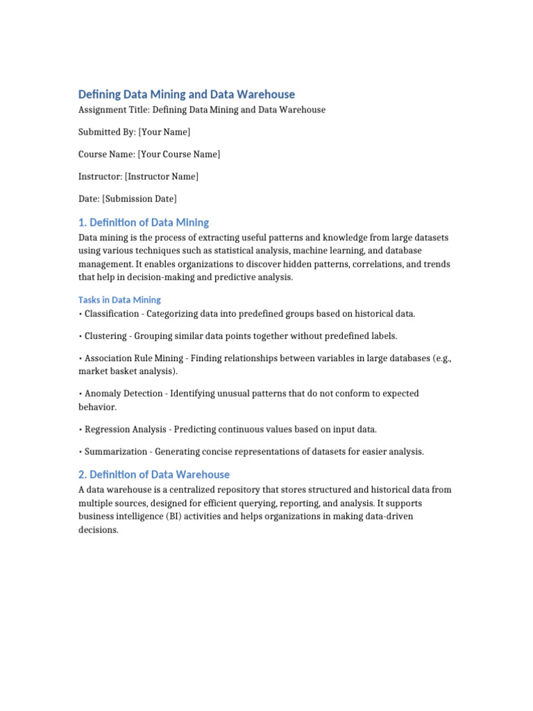 Data Mining Assignment | PDF | Data Warehouse | Data Mining