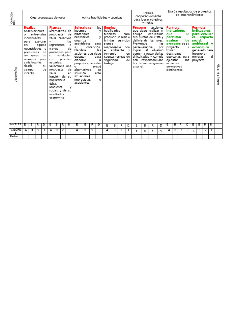 Instrumento de Evaluacion EPT | PDF | Evaluación | Iniciativa empresarial