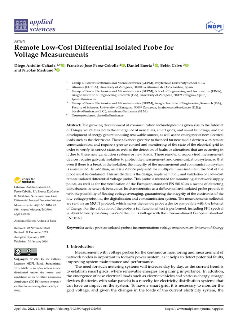 Remote Low Cost Differential Isolated Probe For Voltage Measurements ...