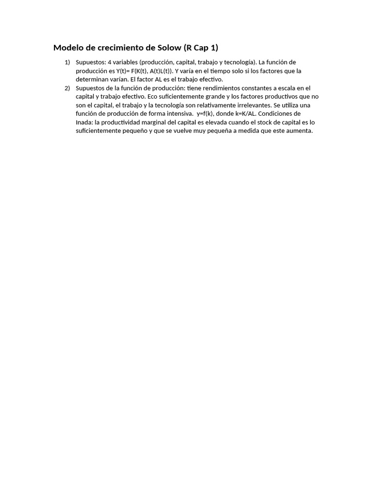 Modelo de Crecimiento de Solow | PDF