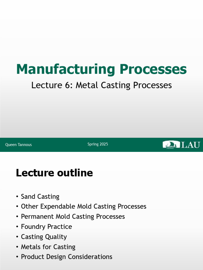 Chapter 6 - Metal Casting Processes | PDF | Casting | Foundry