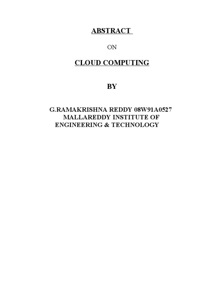 Cloud Computing Abstract Pdf Cloud Computing Computing 8447