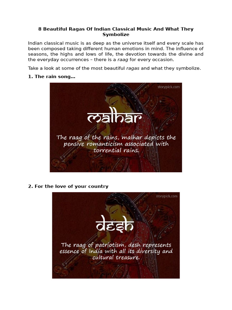 8 Beautiful Ragas of Indian Classical Music and What They Symbolize | PDF