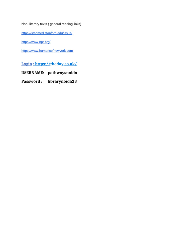 Non- Literary Texts ( General Reading Links) | PDF