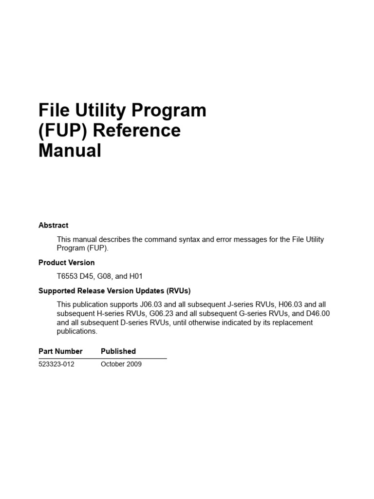 File Utility Program - FUP Reference Manual - 321 Pages | PDF | Ellipsis | Bracket