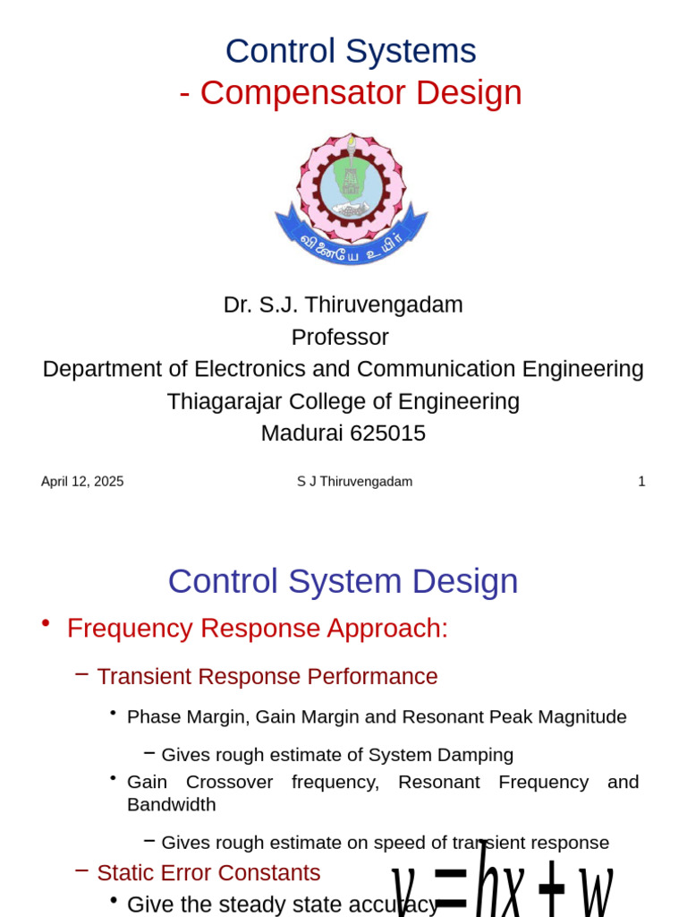 Control Systems Compensator Design | PDF | Electronics | Electrical ...