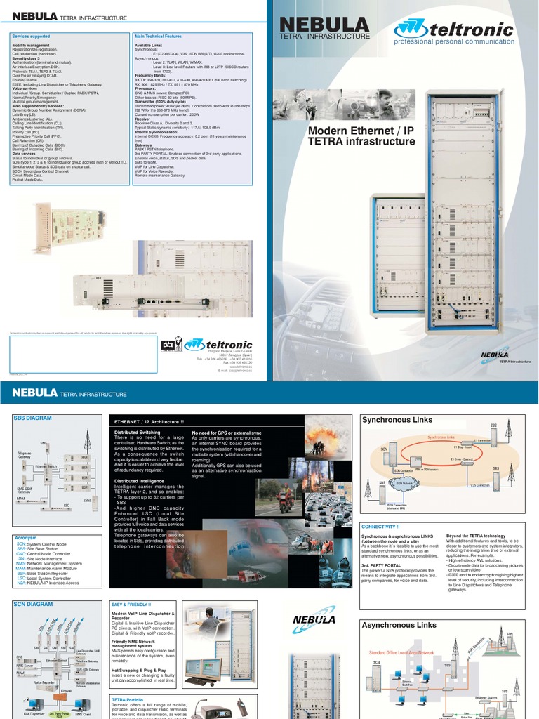 Teltronic NEBULA | PDF | Voice Over Ip | Gateway (Telecommunications)