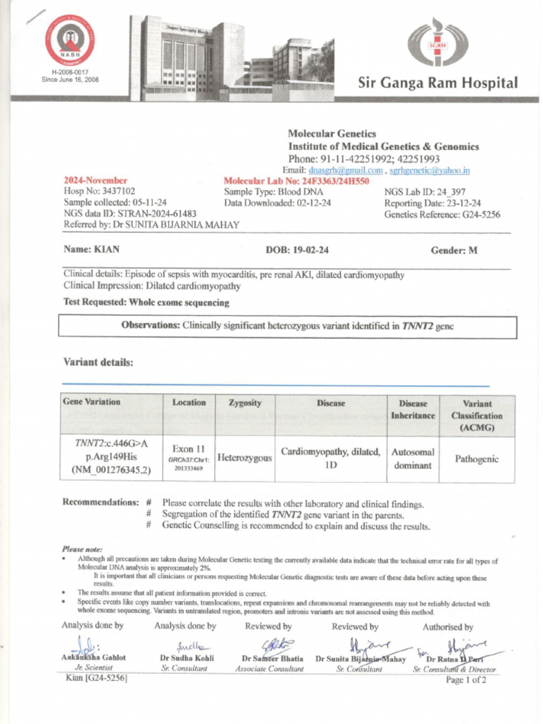 NGS Report of Kian | PDF