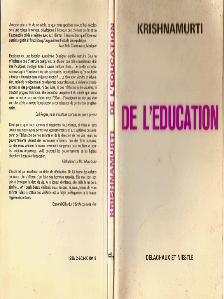 Krishnamurti de l Education | PDF