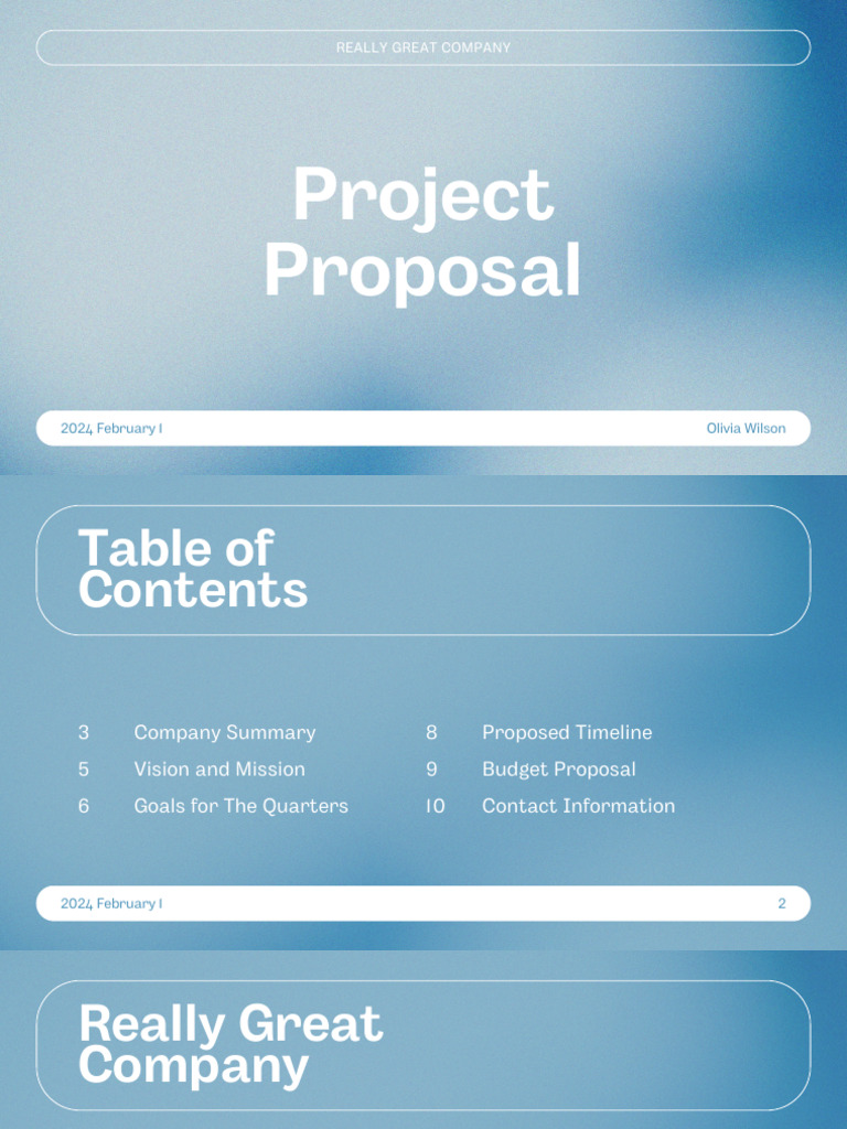 Blue and White Modern Gradient Corporate Project Proposal Presentation ...