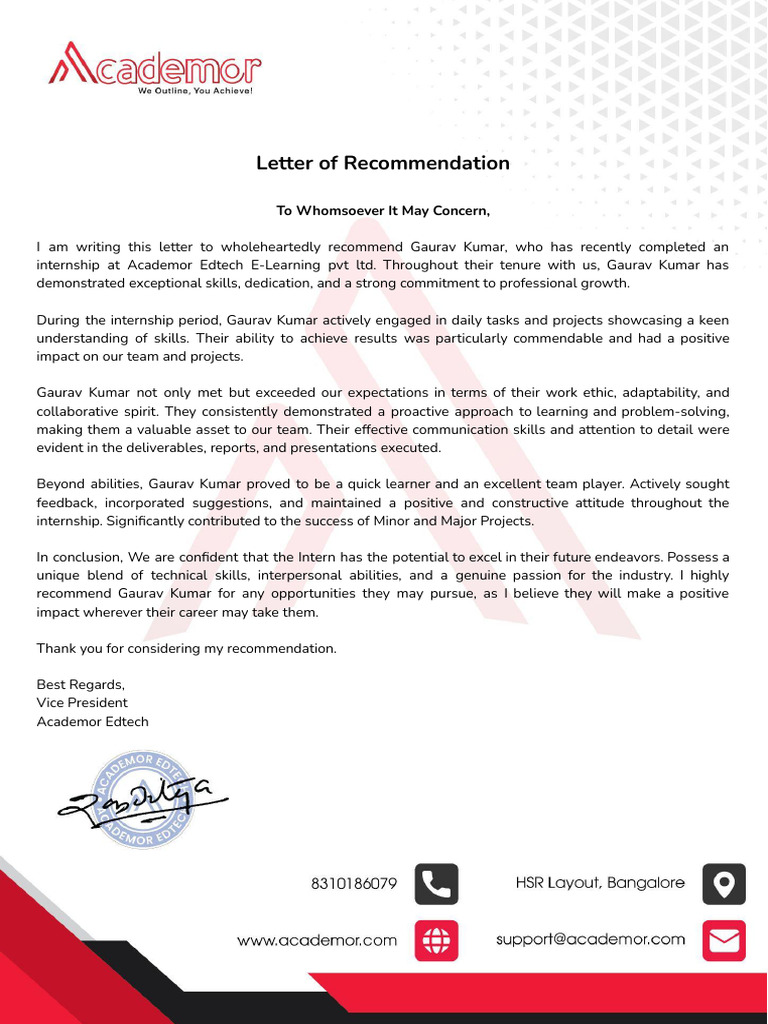 Academor Recommendation | PDF