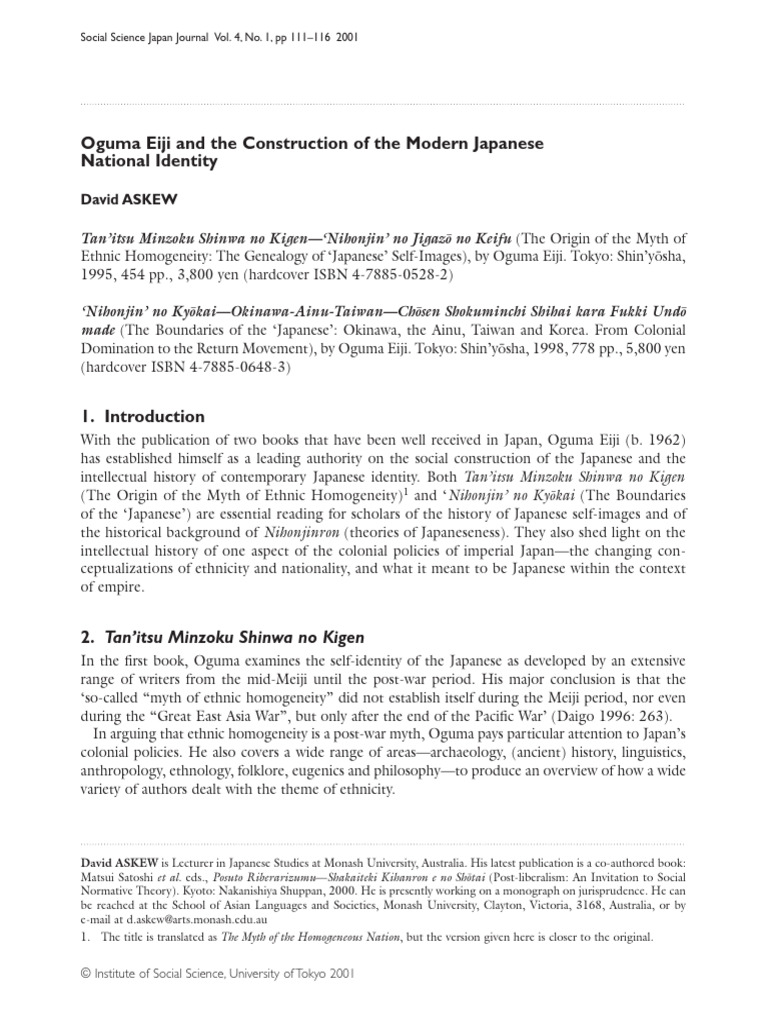 Oguma Eiji and The Construction of The Modern Japanese National Identity | PDF | Imperialism ...