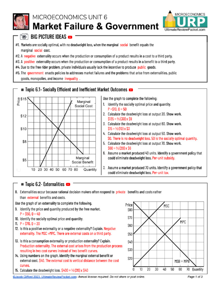 Micro Unit 6 Study Guide Answer Key | PDF