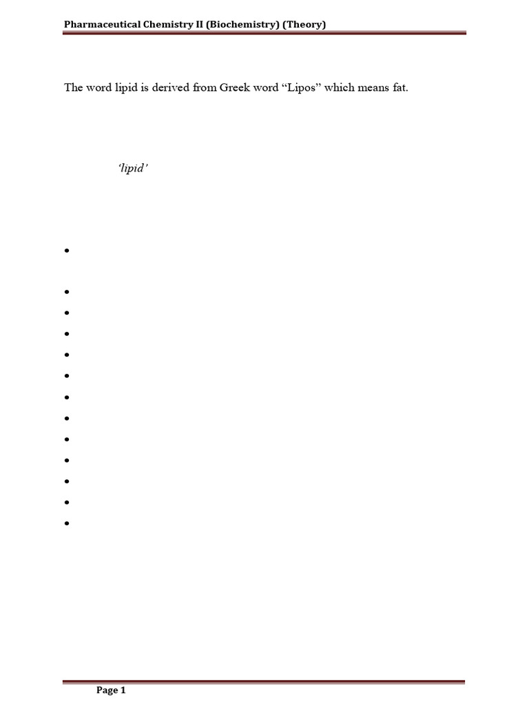 Classification of Lipids in Biochemistry | PDF | Lipid | Fatty Acid