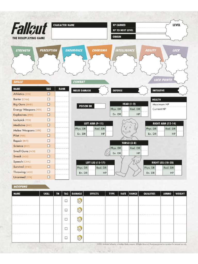 Ficha Fallout 2d20 PTBR | PDF