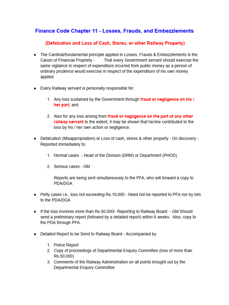 Finance Code Chapter 11 - Losses, Frauds & Embezzlements | PDF | Justice | Crime & Violence