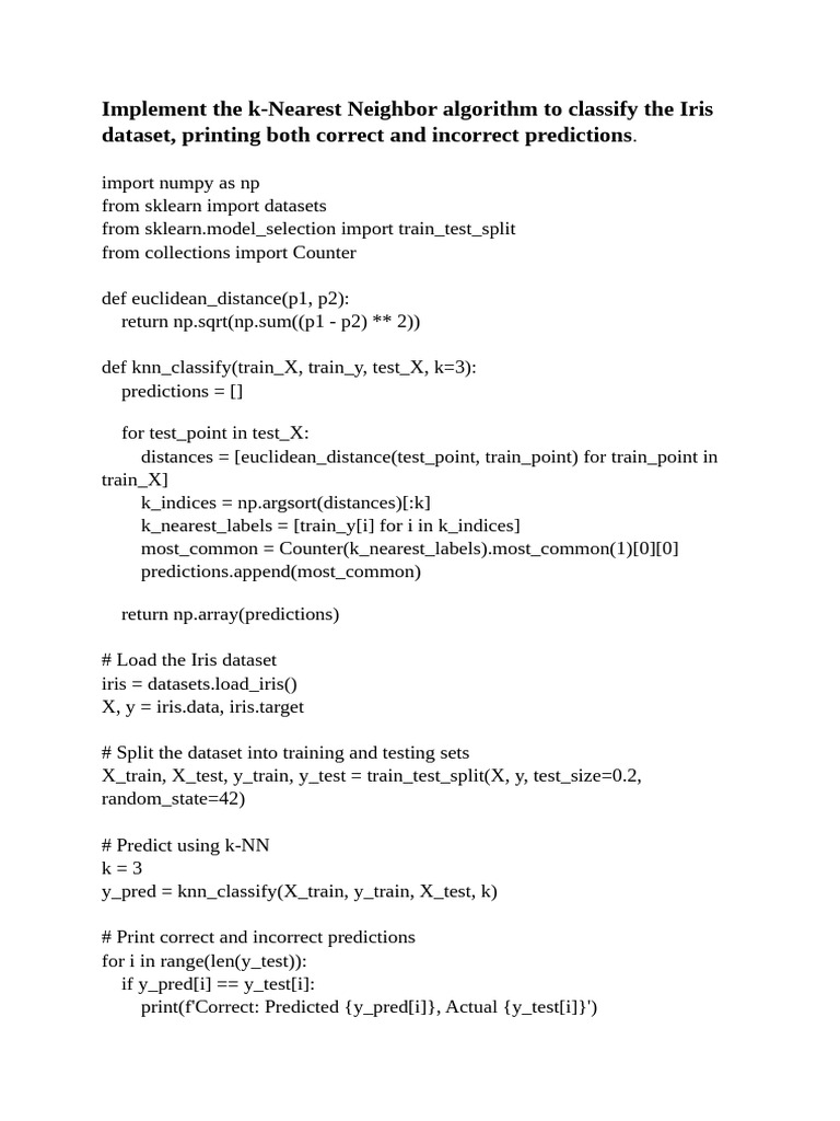 Implement the knn (1) | PDF