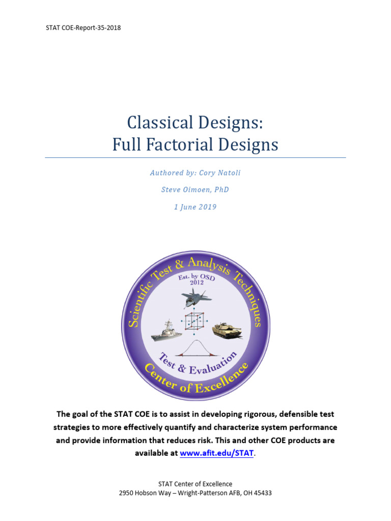 Classical Designs-Full Factorial Designs - Final | PDF | Errors And Residuals | Statistics