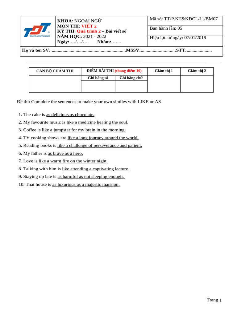 7. unit 2 _ Exercise 7 | PDF