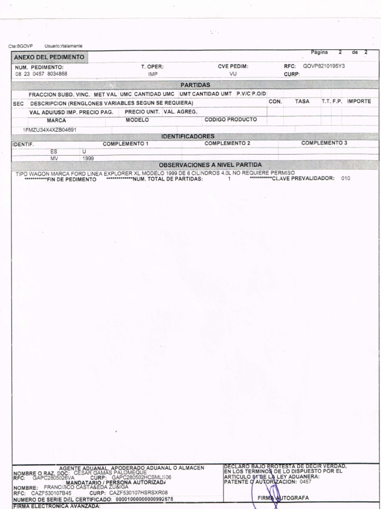 Pedimento 2 Explorer | PDF