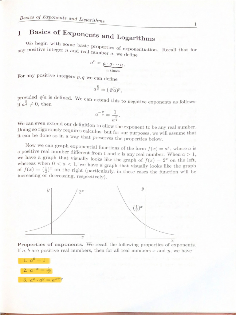 Basic of Exponents and Logarithms | PDF