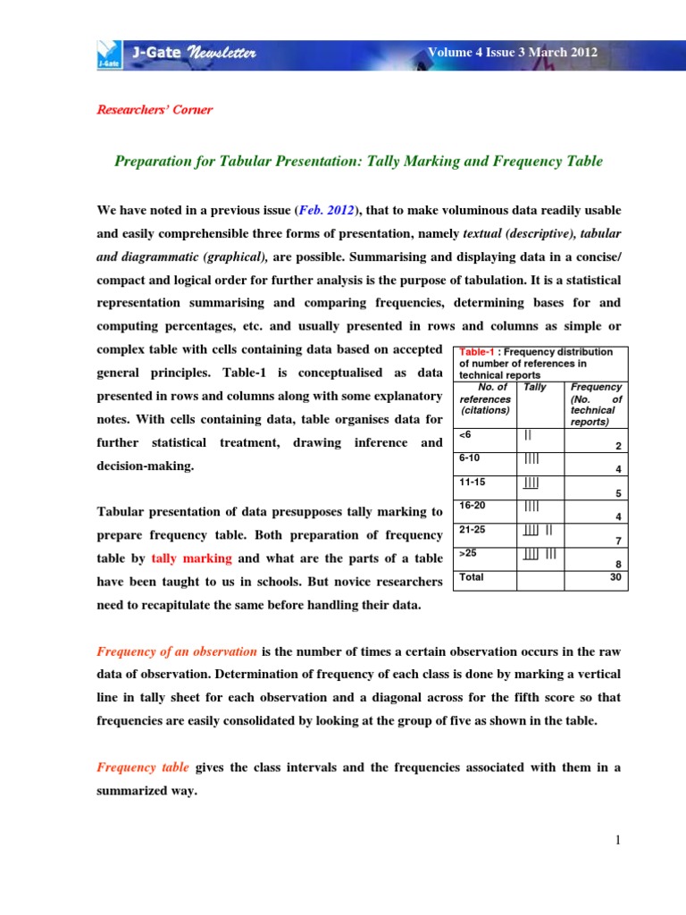Preparation for Tabular Presentation | Scientific Method | Cognitive ...