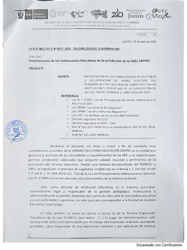 OFICIO PARTE MENSUAL | PDF