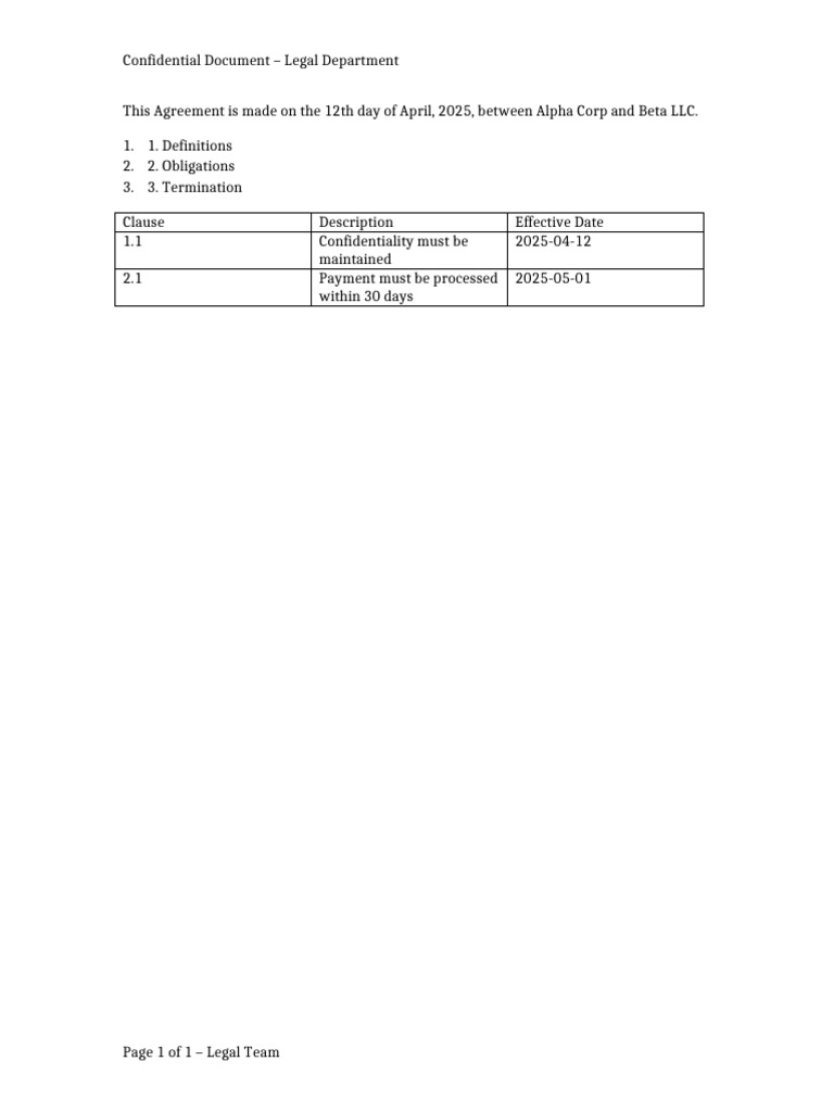 Legal Agreement Sample | PDF