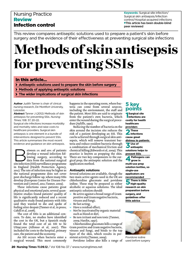 Methods of Skin Antisepsis For Preventing SSIs | PDF | Surgery | Medical Specialties