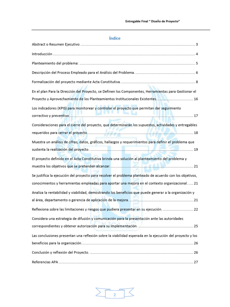 Entregable 2_ Diseño de Proyecto_Ejemplo2 | PDF | Business | Diseño