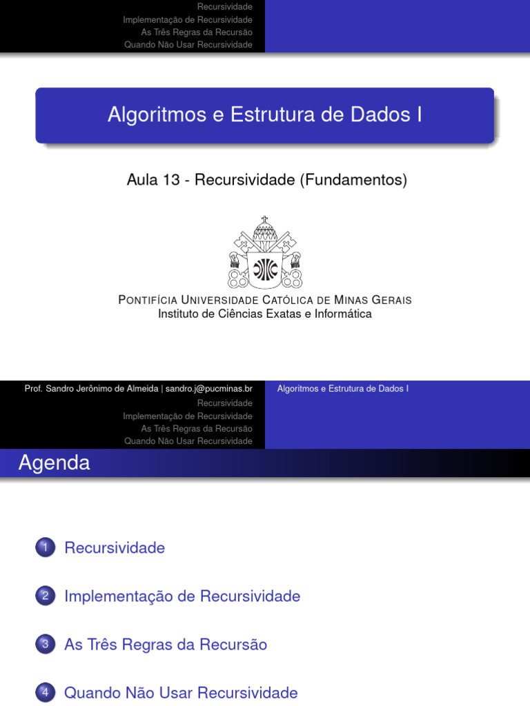 Aula - Recursividade Fundamentos | PDF | Recursão | Ciência da ...
