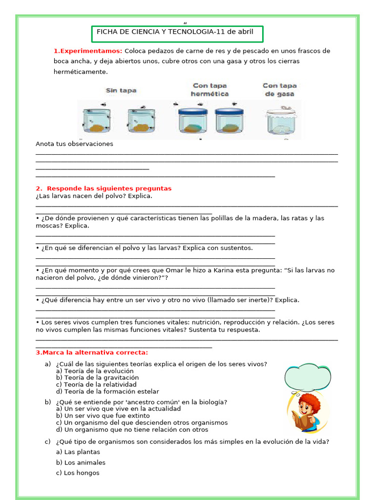 FICHA DE CYT-Experimentamos-5TO GRADO | PDF | Biología | Science