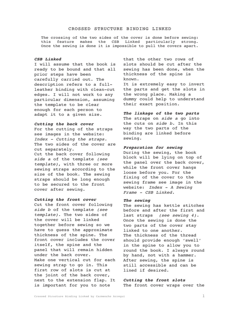 CSB Linked Bookbinding Instructions | PDF | Bookbinding | Sewing