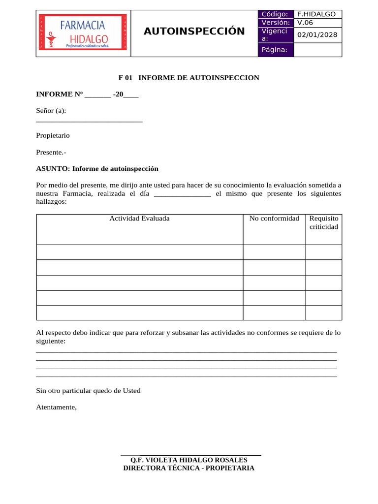 Formato 01 Autoinspeccion | PDF