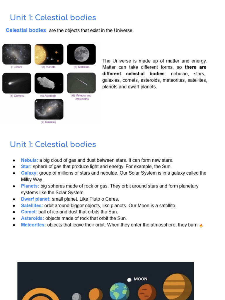 Overview of Celestial Bodies | PDF