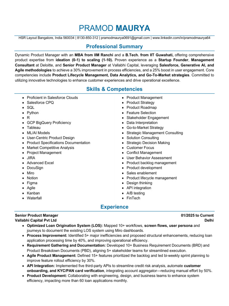 Resume_Pramod Maurya IITG, IIMR | PDF | Agile Software Development | Scrum (Software Development)